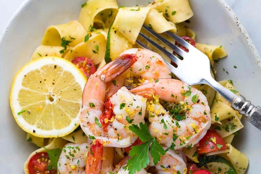 Ribbon Pasta with Shrimp and Lemon Garlic – Welcome to Rosemarie's Kitchen
